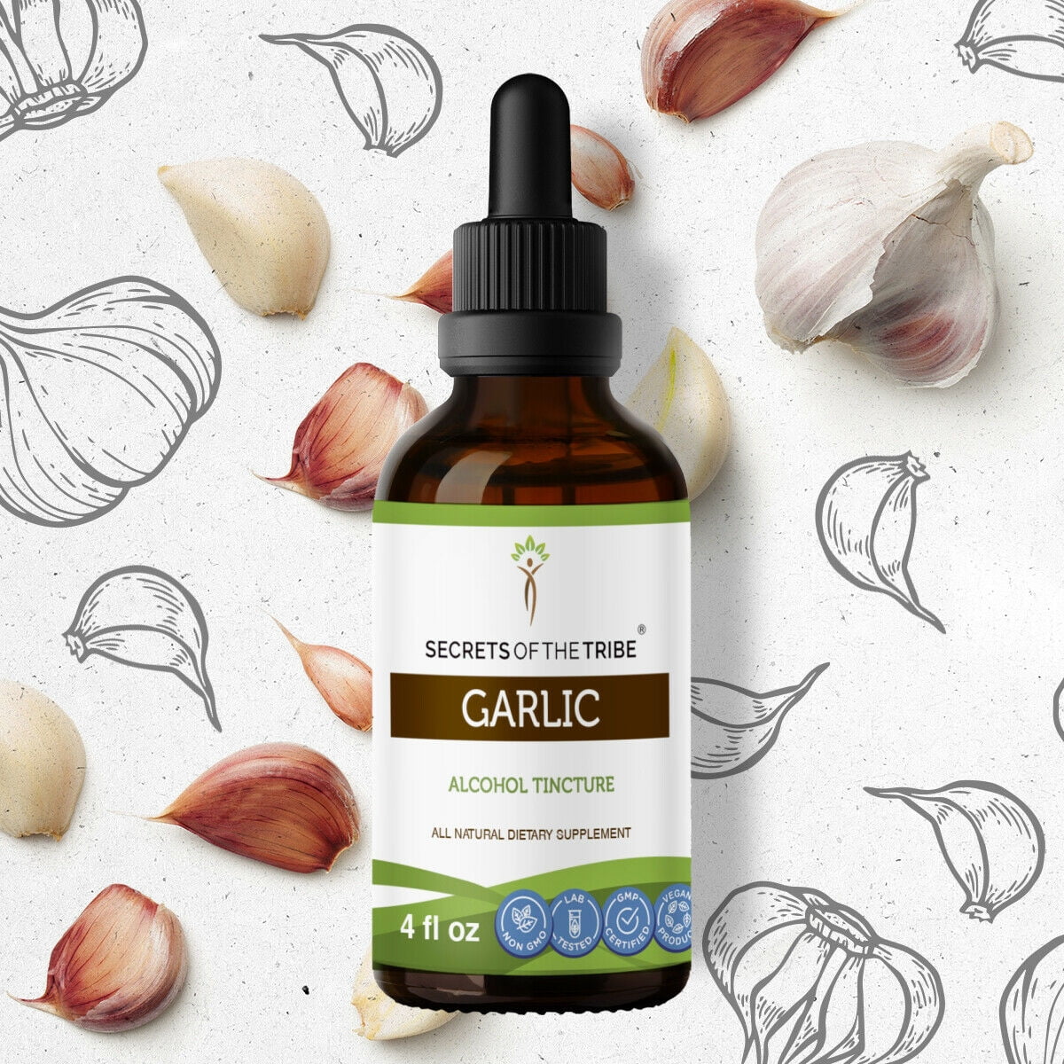 Garlic Tincture Alcohol Extract, Organic Garlic Allium sativum Supports ...