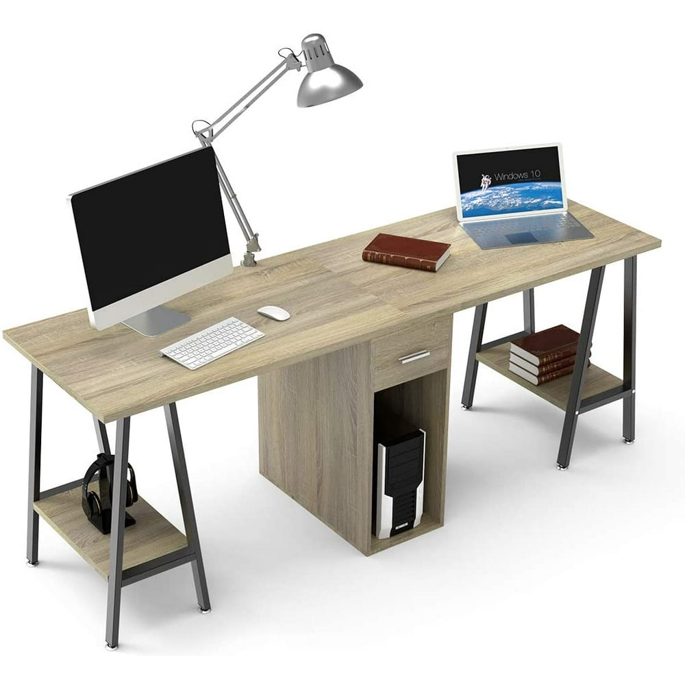 DEWEL Two Person Desk Dual Desk with Drawer 78” Double Side Desk ...
