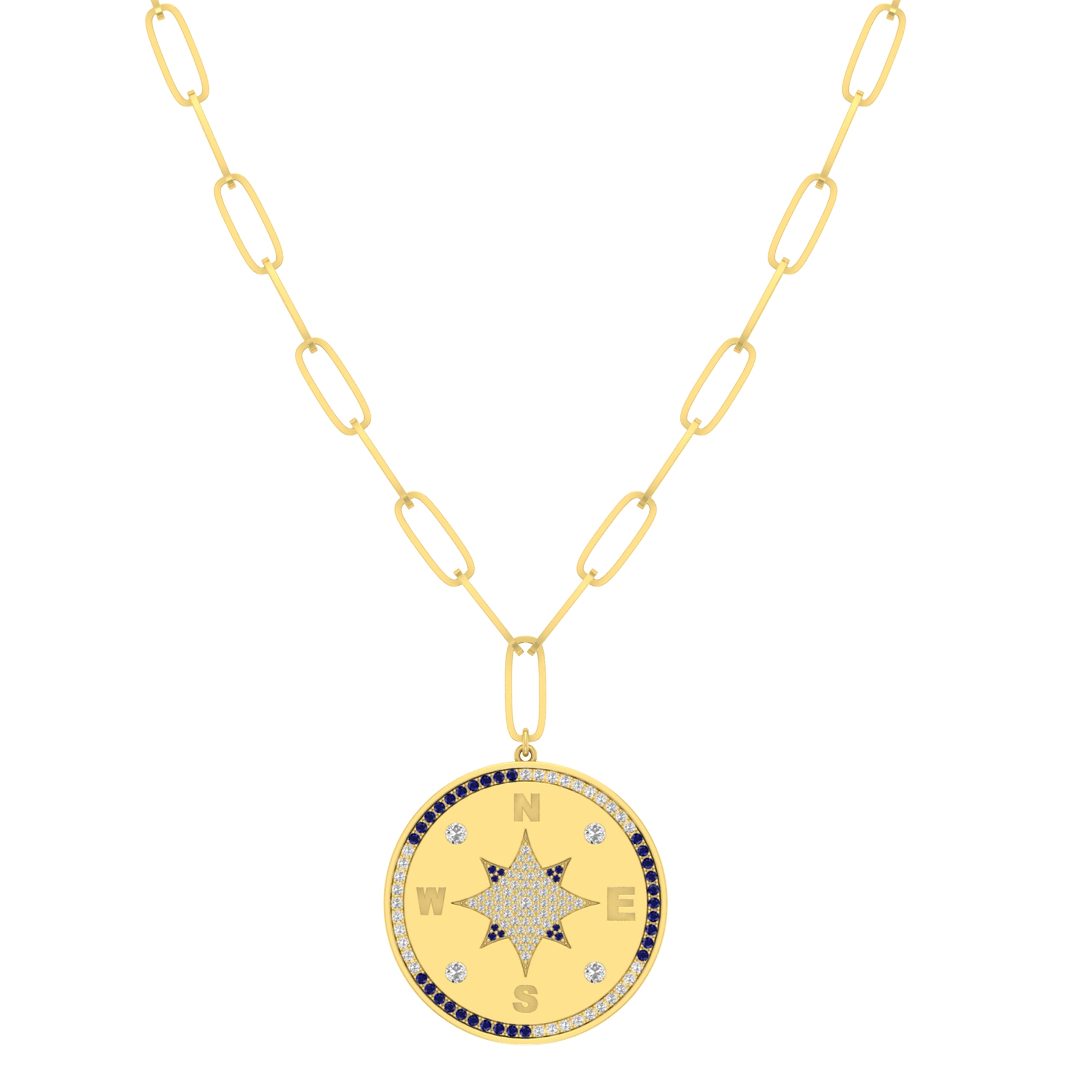 Dazzlingrock Collection Round Blue Sapphire & White Diamond Compass ...