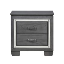 Ever Collection Champagne Nightstand with Mirror Accent Framing ...
