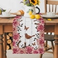 Burlap Table Runner 90 Inches Long, Spring Pink Rose Flower Birds ...