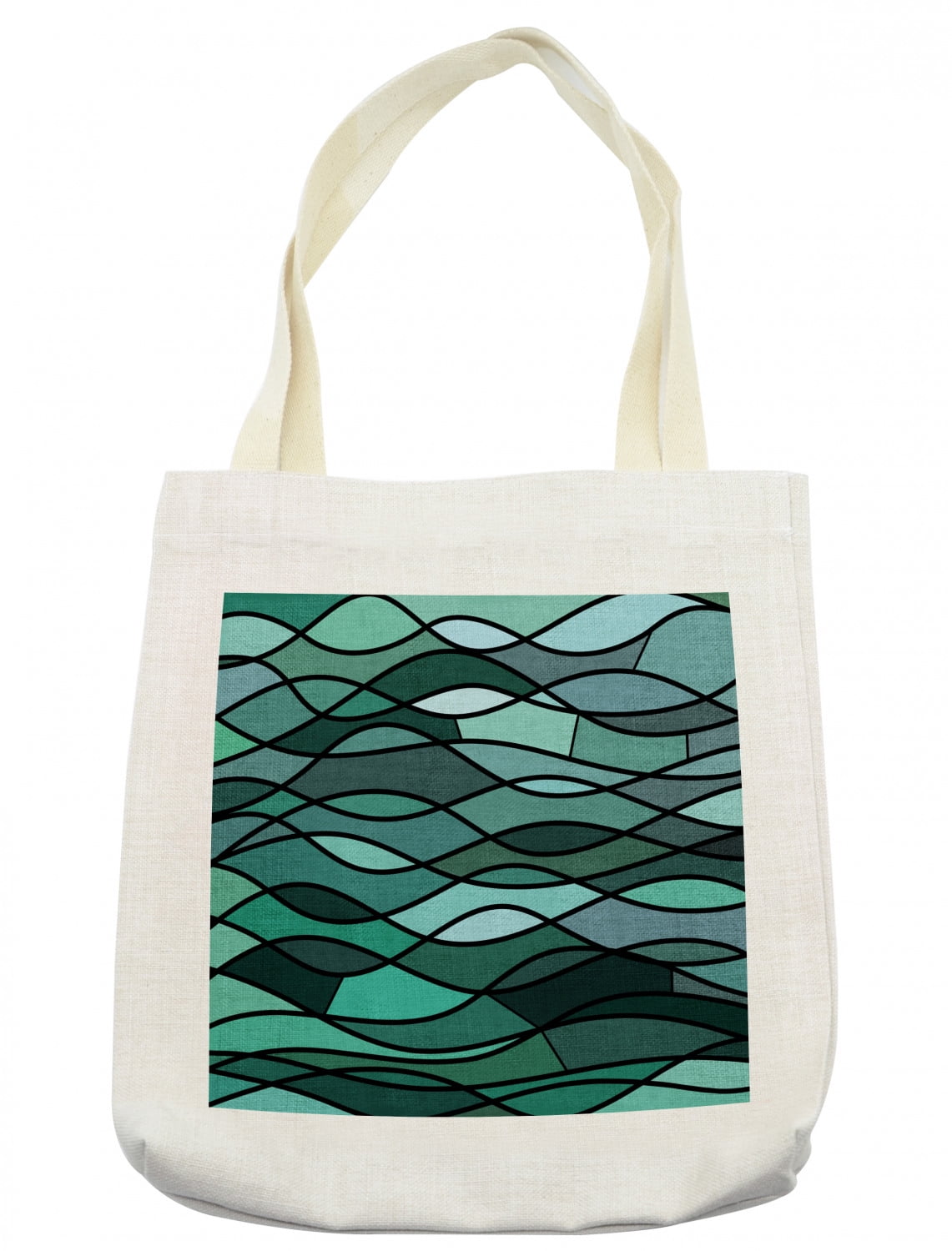 Teal Tote Bag, Abstract Mosaic Waves Ocean Inspired Expressionist ...