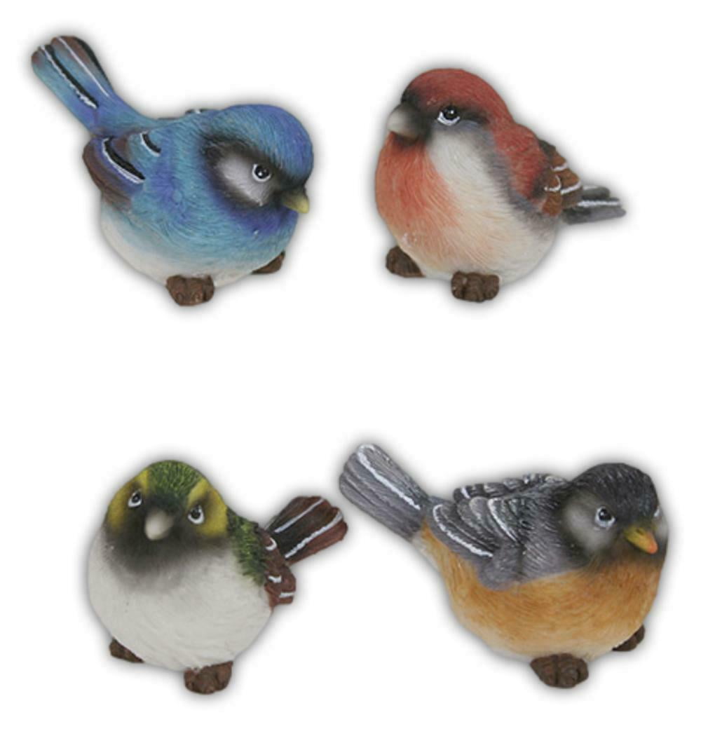 Set of 4 COLORFUL BIRDS 2.75" Indoor/Outdoor Resin Figurines by Slifka ...