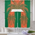 Orange Green Palm Tree Curtains Swag and Tiers Curtains Set, Summer ...