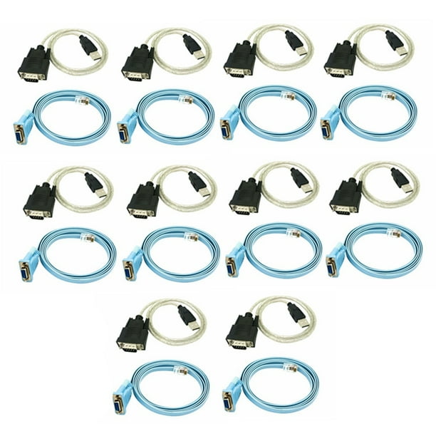 10X Cable de Red RJ45 Cable Serial Rj45 una DB9 y RS232 una USB (2 en 1 ...