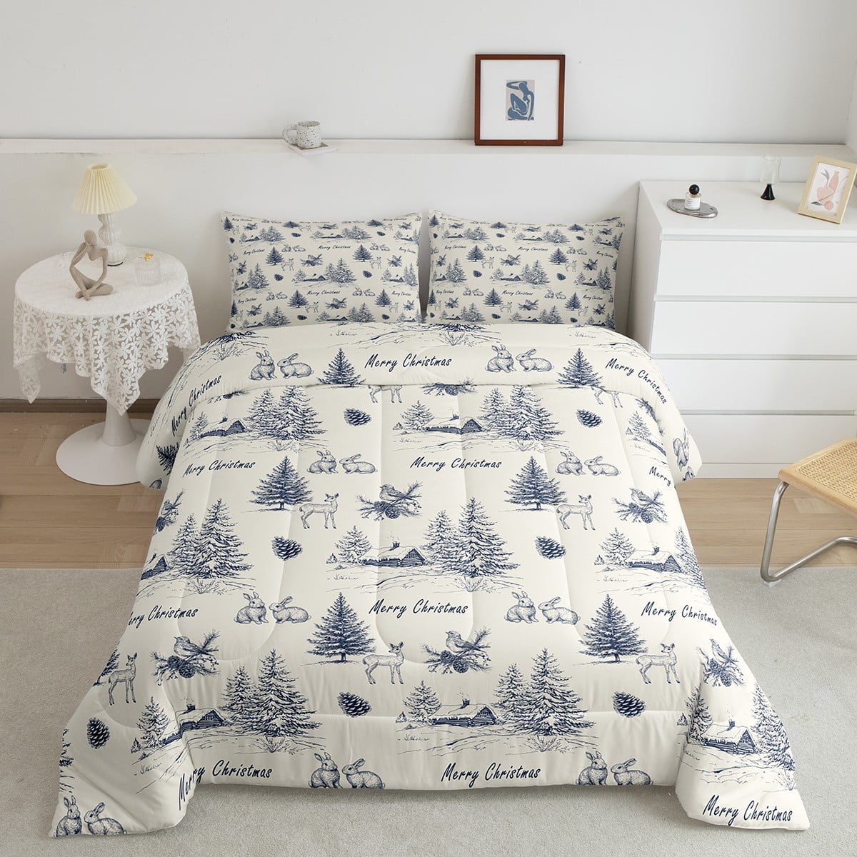 Click here for Yst Navy Blue Christmas Comforter Set Full Size  W... prices