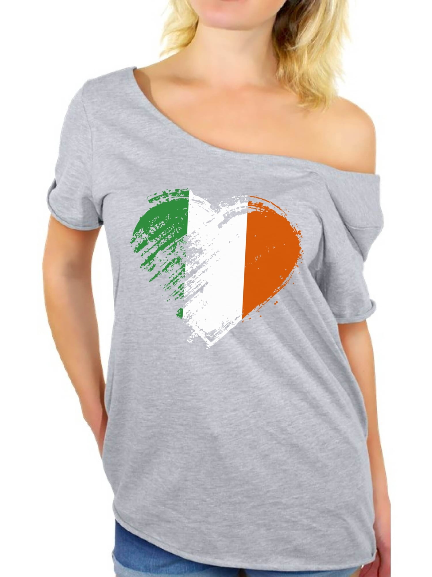 Awkward Styles Irish Flag Heart Shirt St. Patricks Day Off Shoulders ...