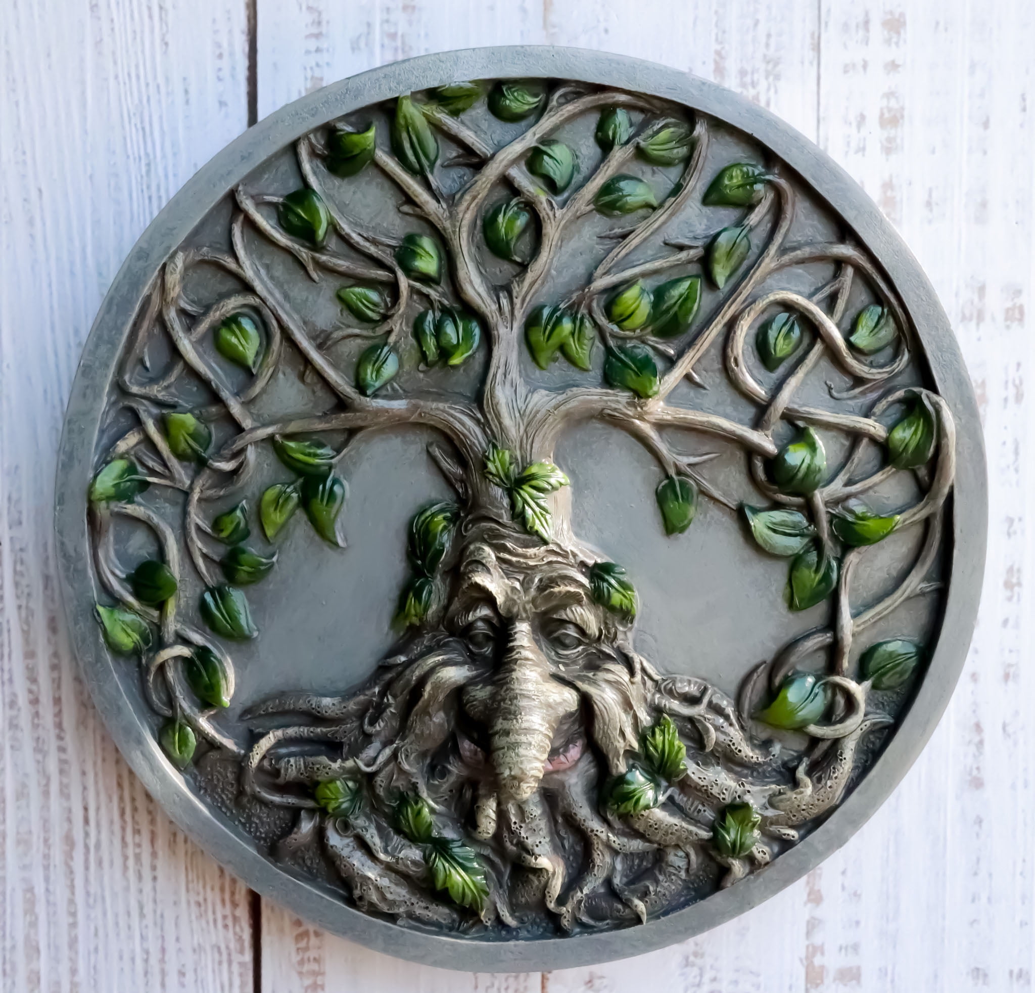 Celtic Tree Man Greenman Tree Of Life Round Wall Decor Plaque Medallion ...