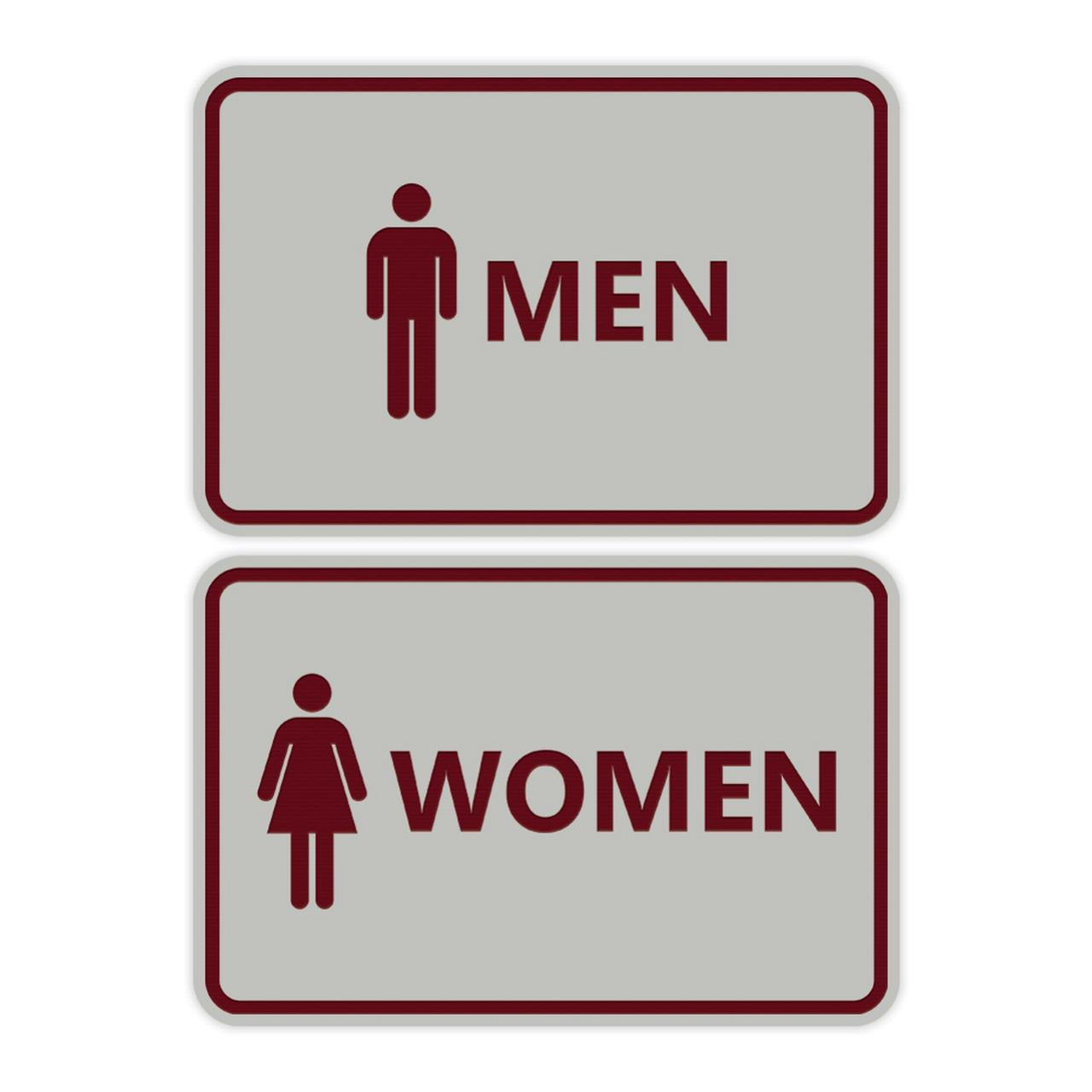 Classic Framed Men Women Sign Set (Light Grey / Burgundy) - Medium ...