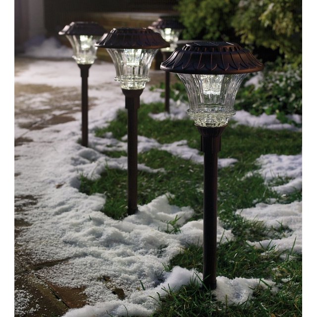 Steel & Glass Encased Solar LED Path Lights, Set of 4 - Walmart.com