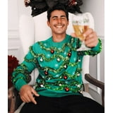 Tipsy Elves Ugly Christmas Sweater for Men - Gaudy Garland Green ...