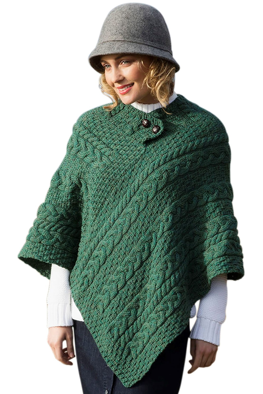 Aran Poncho Merino Wool Cable Knitted Women's Cape Made in Ireland, One ...