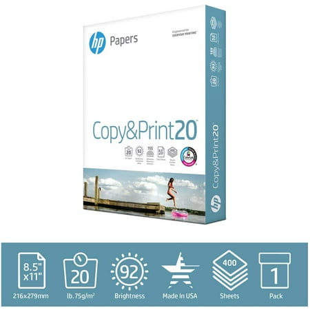 HP Printer Paper 8.5x11 Copy&Print 20 lb 1 Pack 400 Sheets 92 Bright ...