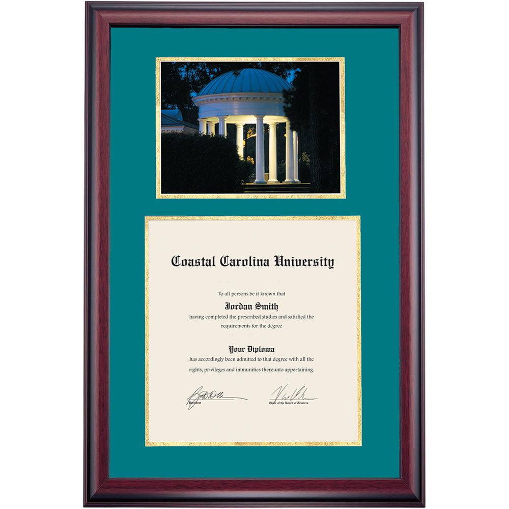 OCM Diploma Frame for Coastal Carolina University, Teal/Gold Mat with ...