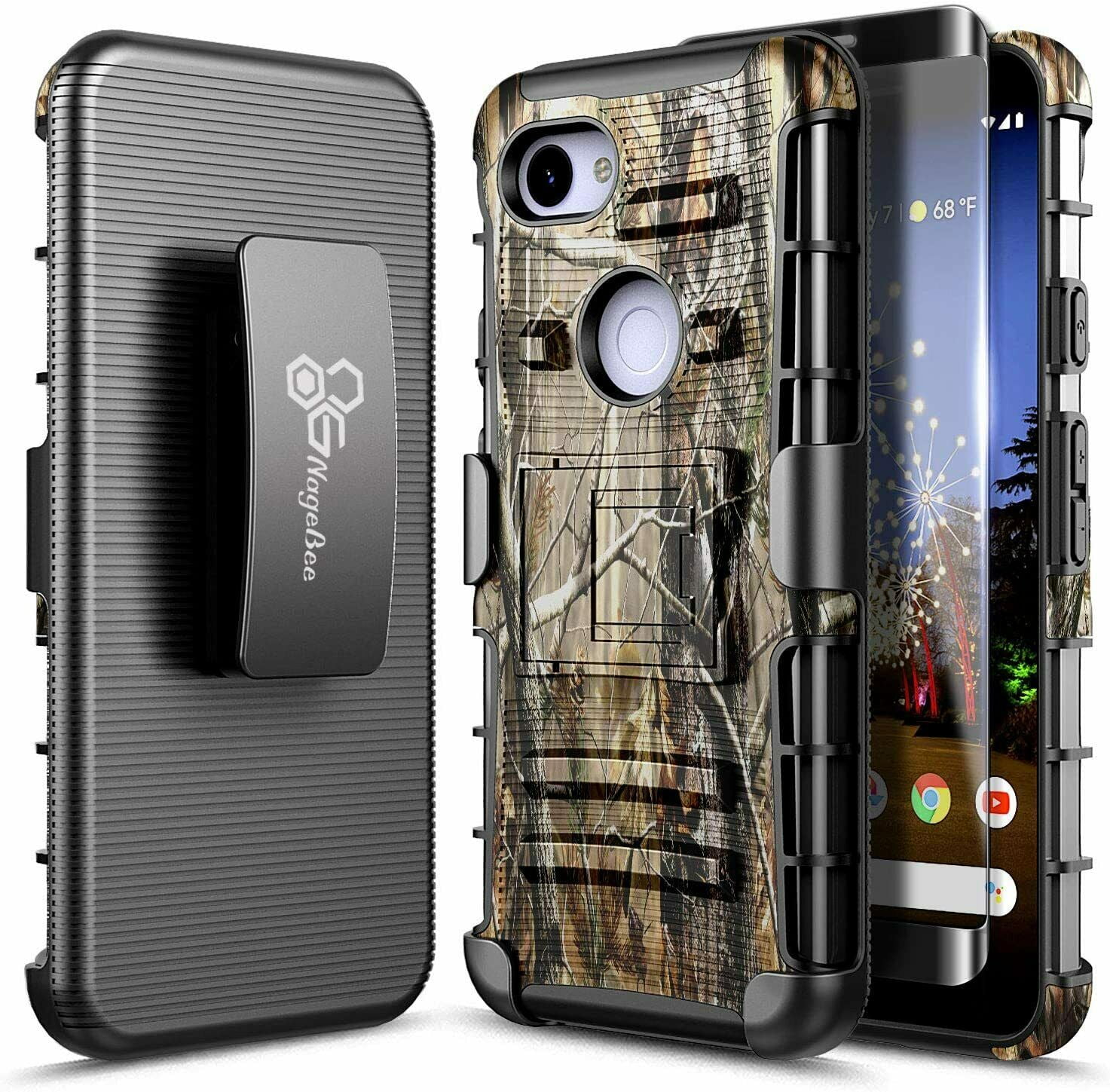 Google Pixel 3A Case with Tempered Glass Screen Protector (Full ...