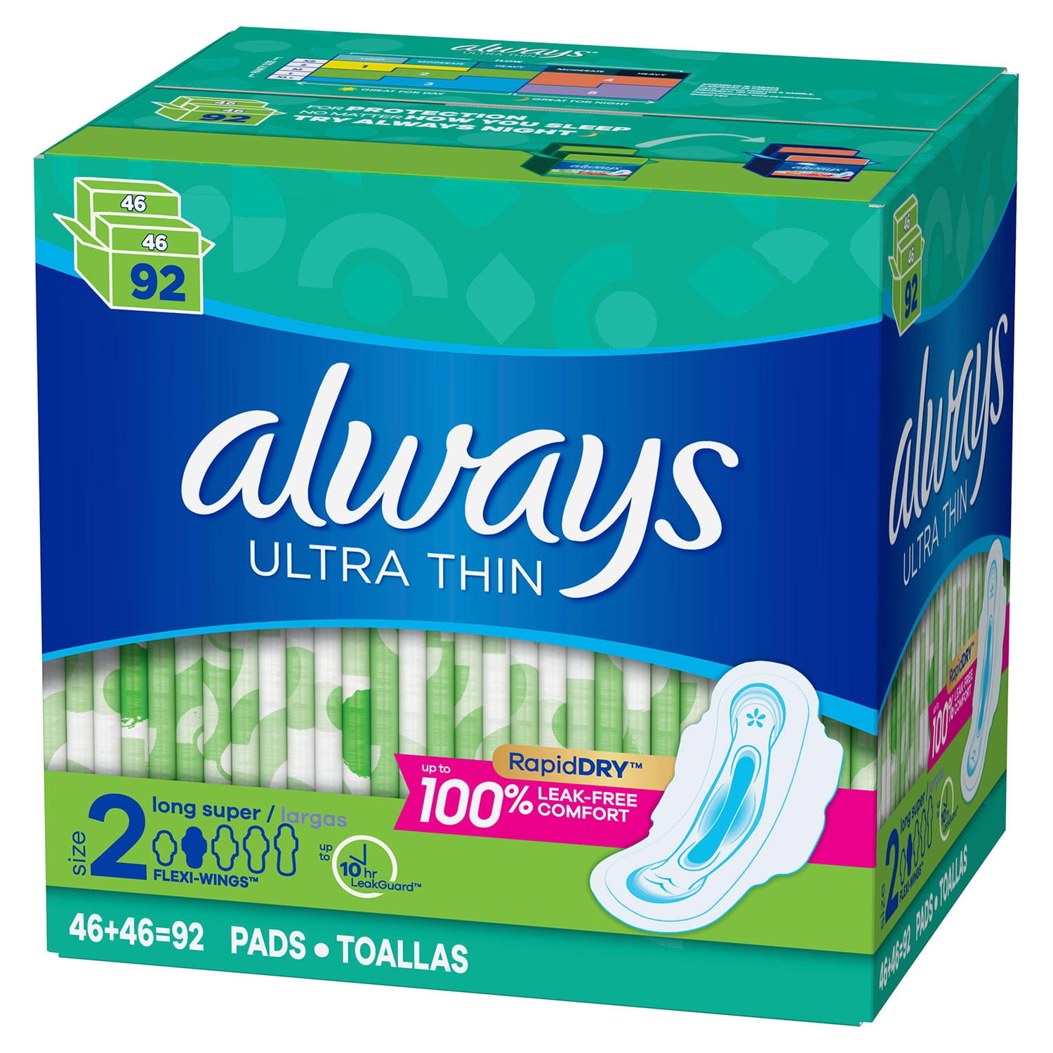 Always Ultra Thin Pads Size 2 Super Long Absorbency Unscented with ...