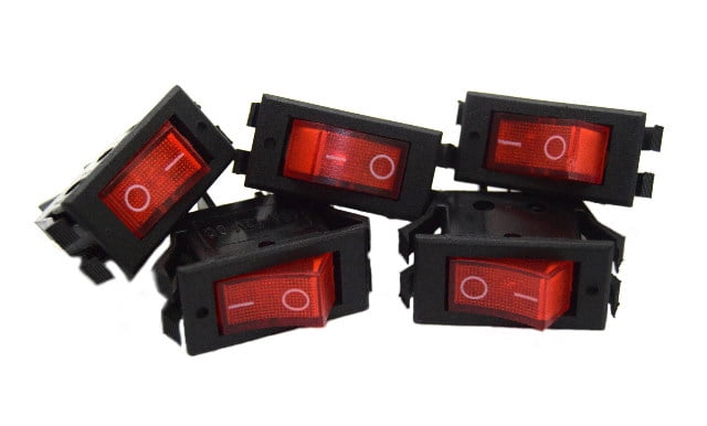 5 pack 12 Volt Lightning RED LED Rocker Mini Switch On Off Car ...