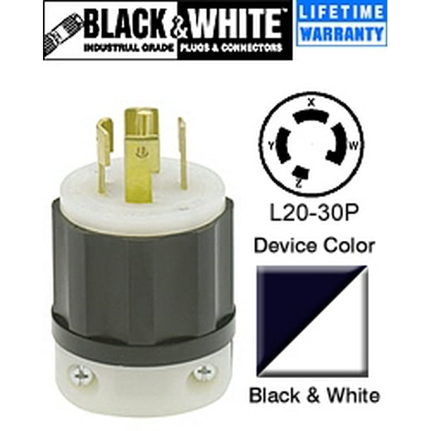 Leviton 2771 Plug Locking Blade L20-30P 30A 347/480V 3PY 4P4W Non ...