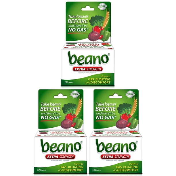 Beano Food Enzyme Tablets, Dietary Supplement - 100 Ea , 3 Pack ...