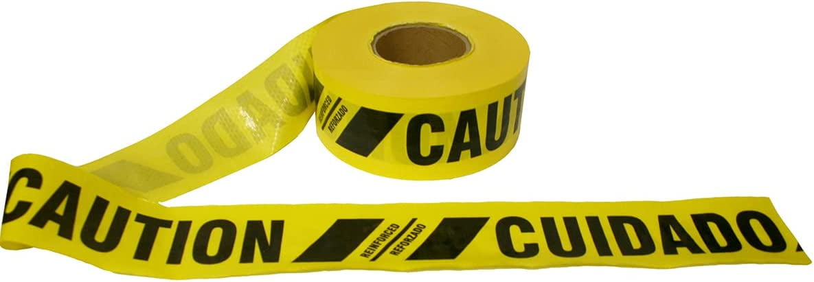 12-Pack of Cordova TR60103 Pro Pack Reinforced Yellow Bilingual Caution/Cuidado Barricade Tape ...