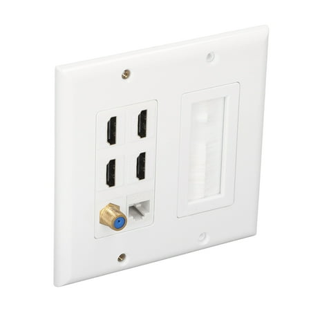 HD Multimedia Interface Cat 6 Wall Plate, 6 Port Gold Plated Decorative ...