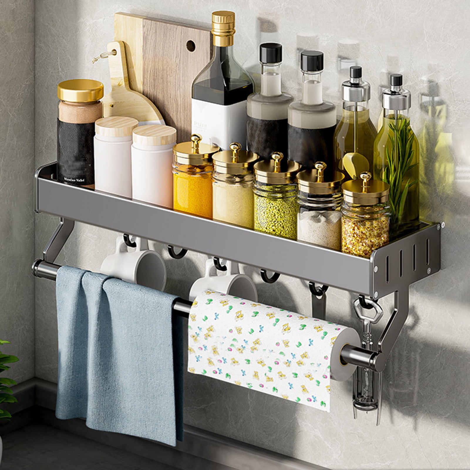 Washranp Storage Rack Wall Mount,Single Layer Space Aluminum Organizer ...