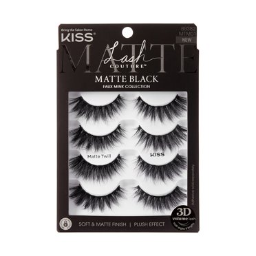 KISS Lash Couture Matte Black Faux Mink Eyelashes Multipack, Matte ...