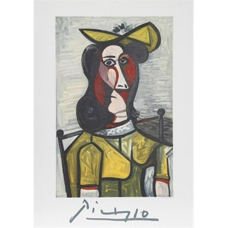 Pablo Picasso 14567 Portrait de Femme Au Chapeau Et A La Robe Vert Jaune- Lithograph on Paper 29 ...