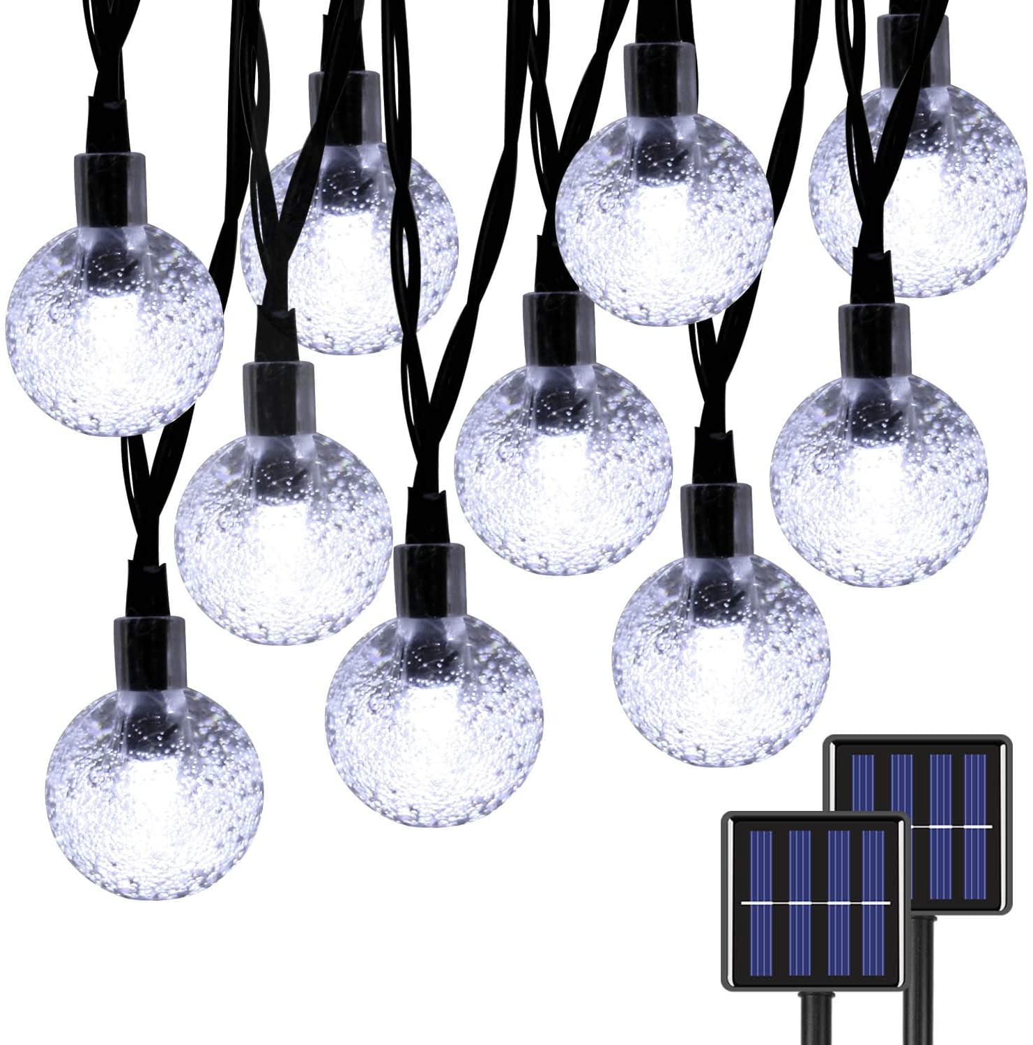 2-Pack Mini Globe Solar String Lights Outdoor, Upgraded Ultra-Bright 60 ...