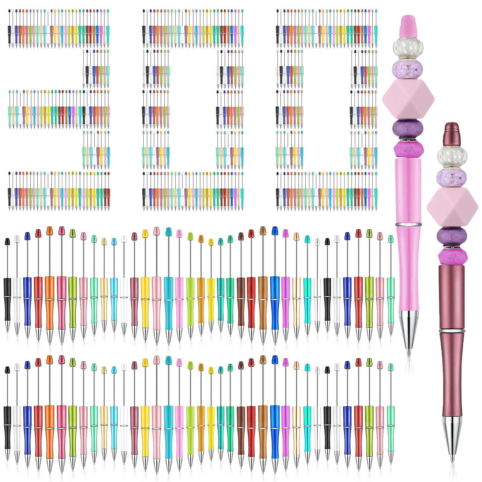 Click here for Kosiz 300 Pcs Beadable Pen Bulk Assorted Plastic B... prices