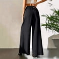 Ashyfjp Womens Pants Casual Solid Color Elastic Waist Loose Shiny ...