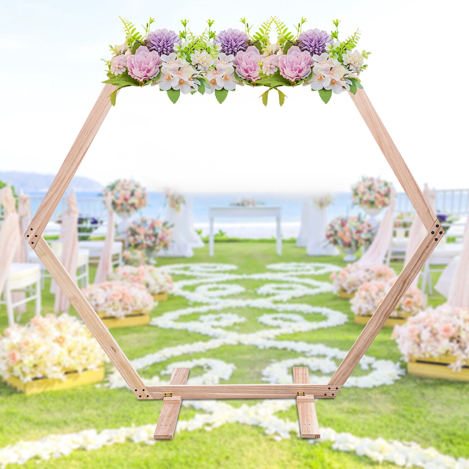 DENEST Rustic Style Wooden Wedding Arch Backdrop Flower Frame Stand ...