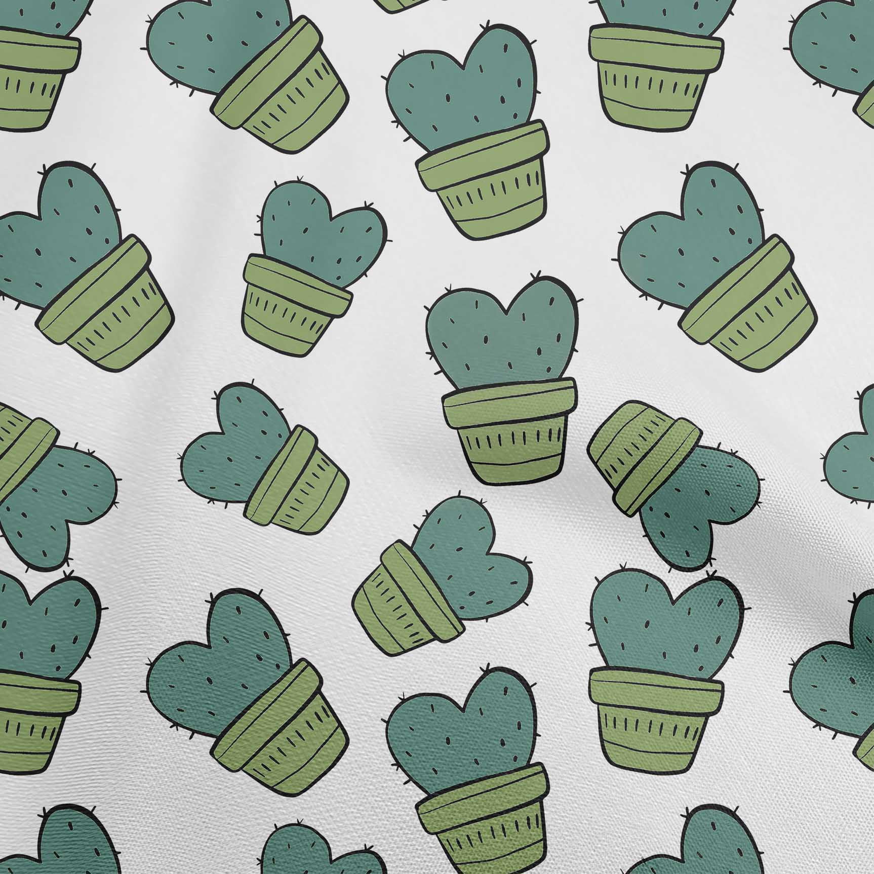 oneOone Cotton Poplin Teal Green Fabric Cactus Diy Clothing Quilting ...