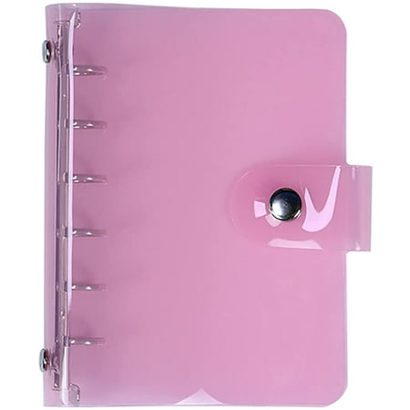 A7 Semi-trasparent Pink Soft PVC Round Ring Binders Dia 15mm 6-Ring ...