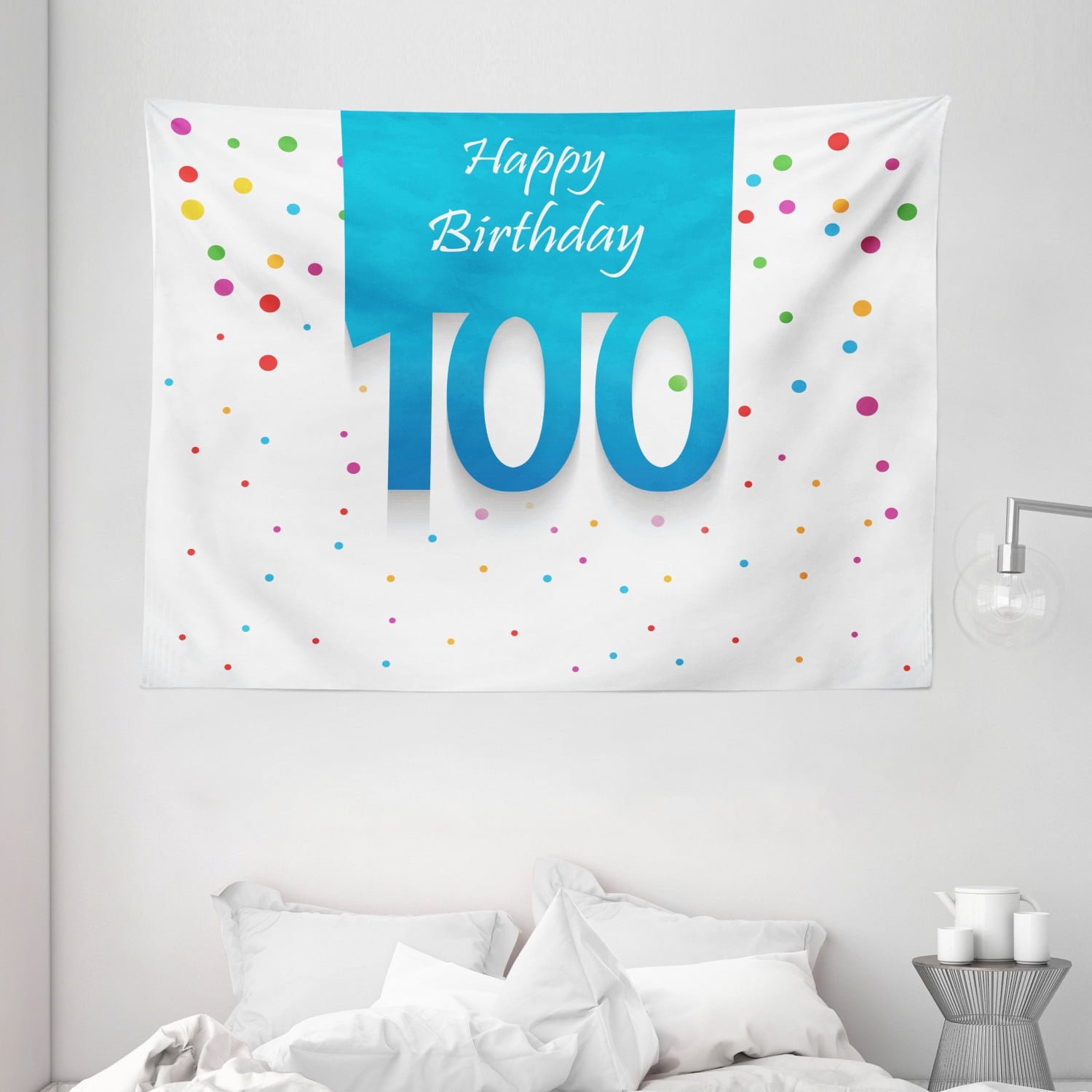 100th Birthday Decorations Tapestry, Birthday Party Wish for 100 Years ...