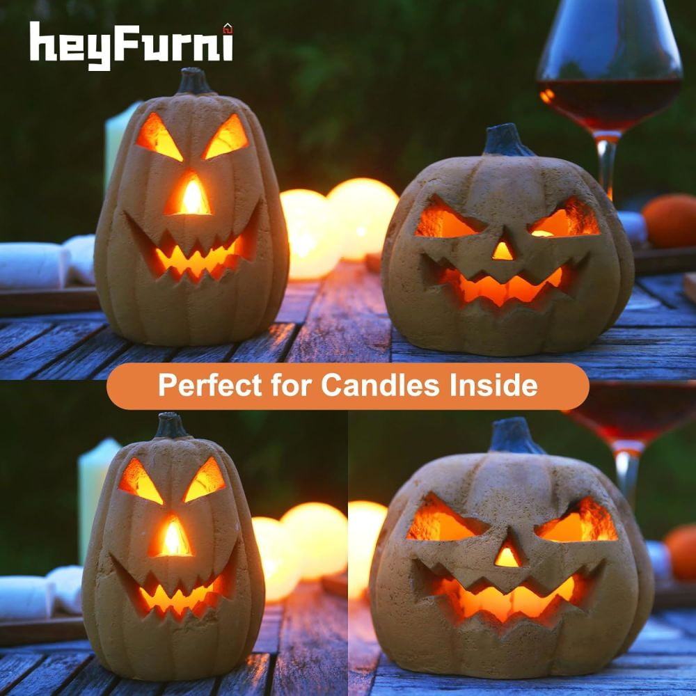 Buytoshop Faux Pumpkin Gas Log, Ceramic Fire Logs for Outdoor Fireplace ...