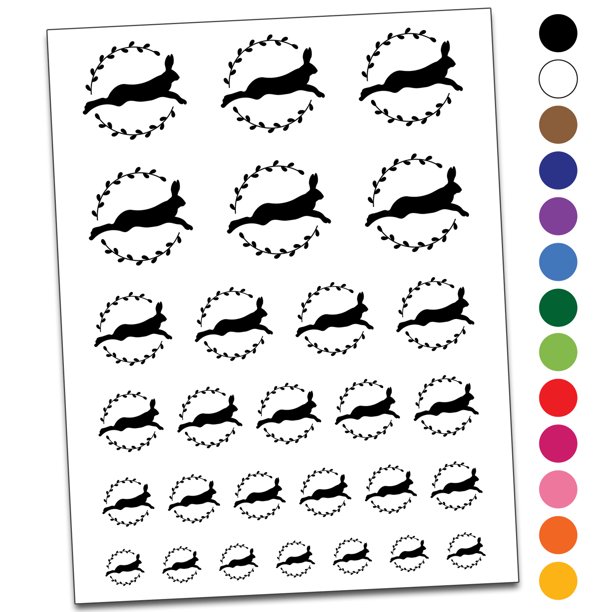 Leaping Jack Rabbit Silhouette Water Resistant Temporary Tattoo Set ...