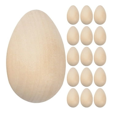 ZEONHAK 40pcs 2.4 x 1.8 Inch Wooden Eggs, Unfinished Wooden Egg, Fake Craft Wood Eggs for Crafts ...