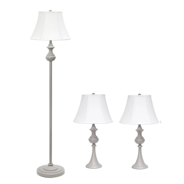 Elegant Designs Traditionally Crafted 3 Pack Lamp Set (2 Table Lamps, 1 ...