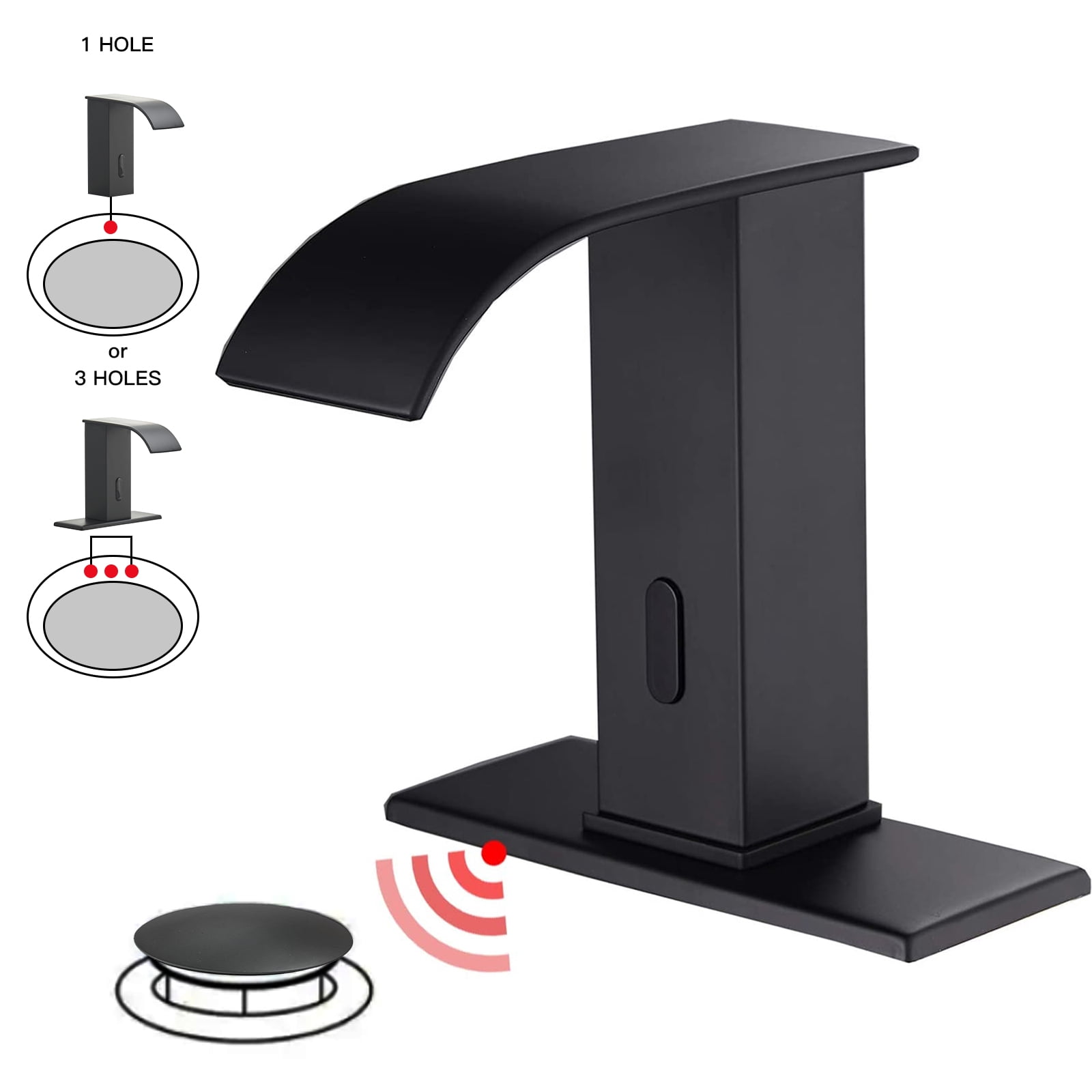 DC Battery Powered Touchless Single Hole Bathroom Faucet Motion Sensor ...