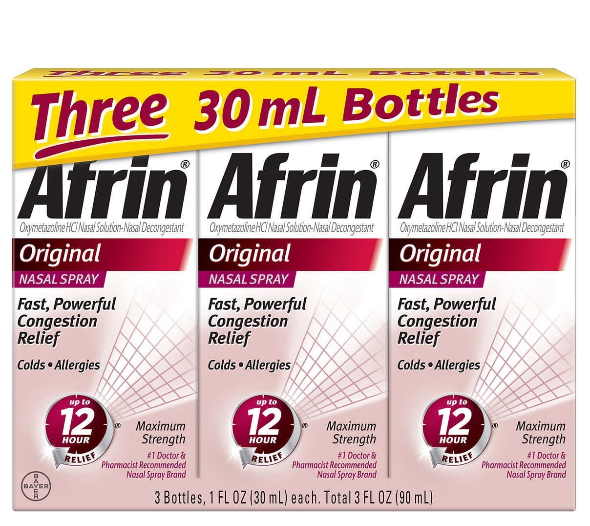 Afrin Original Maximum Strength 12 Hour Nasal Congestion Relief Spray ...