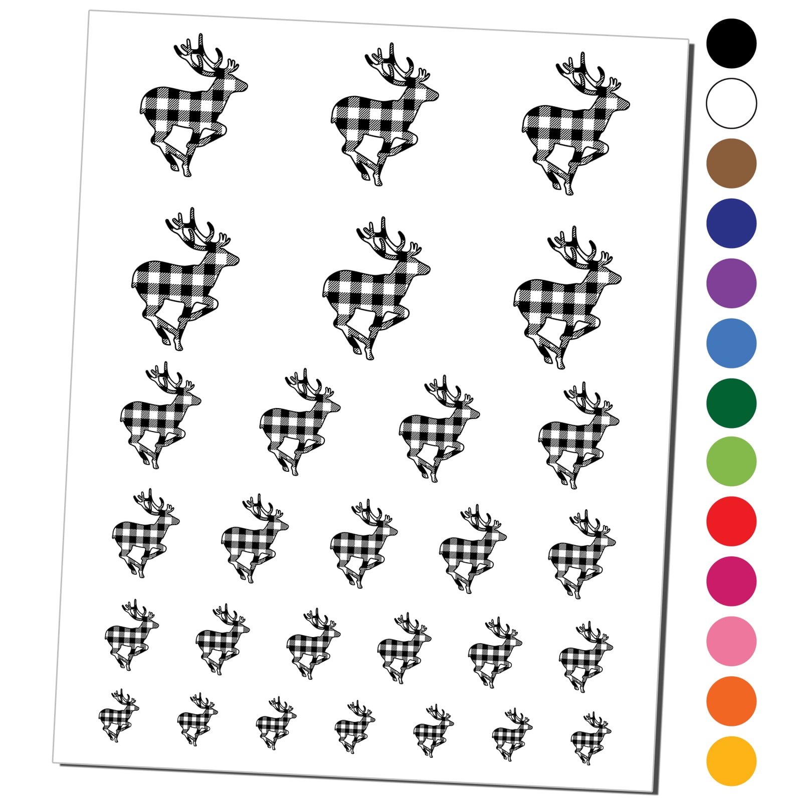 Plaid Deer Buck Buffalo Print Water Resistant Temporary Tattoo Set Fake ...