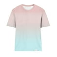 hoksml Women's Gradient Print T-Shirt Ombre Color Short Sleeve Round ...