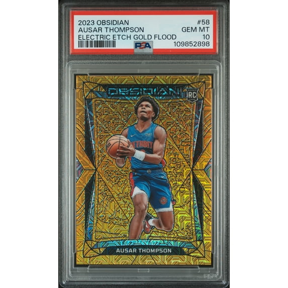 2023 Panini Obsidian Ausar Thompson #58 Electric Etch Gold Flood PSA 10 ...