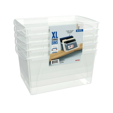 Storex Wide Book Bin Set of 5 Clear