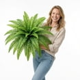 Artificial Boston Fern Bush- 1 Large Artificial Ferns for Outdoors, 22 ...