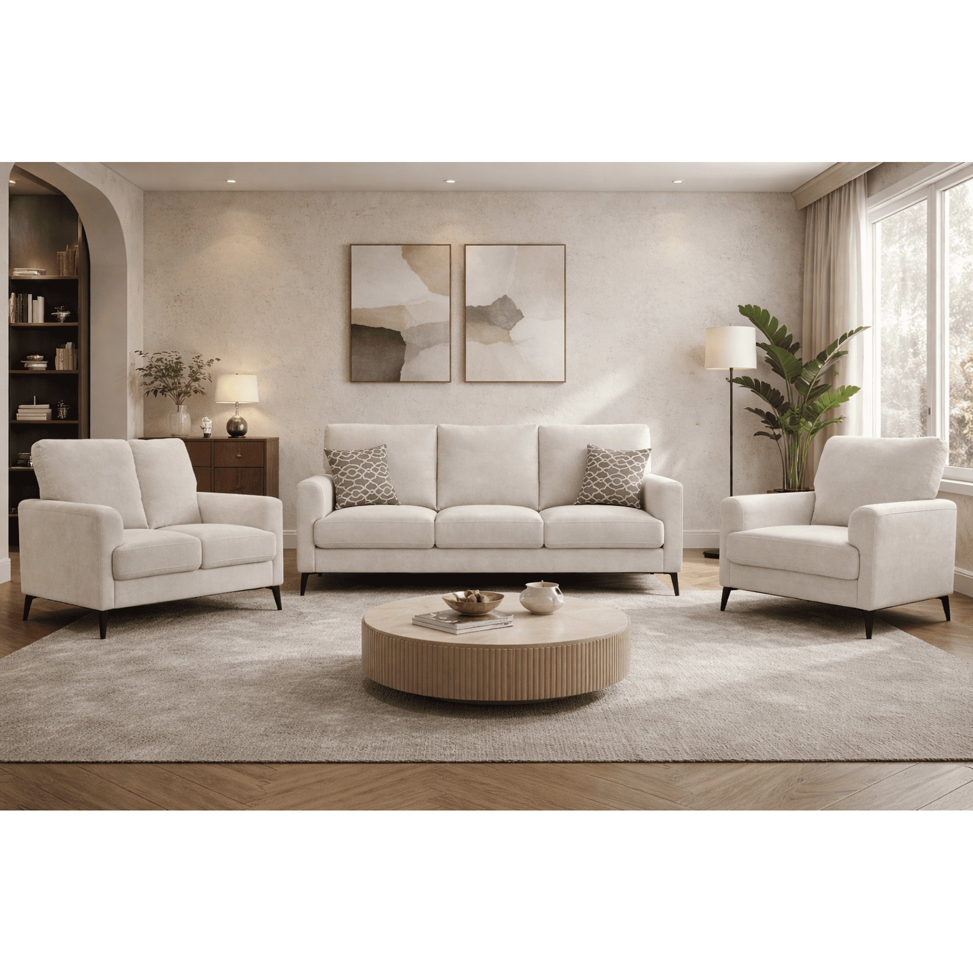 Click here for K-Living Fabric 3 Pcs Sofa Set In Beige (Includes... prices