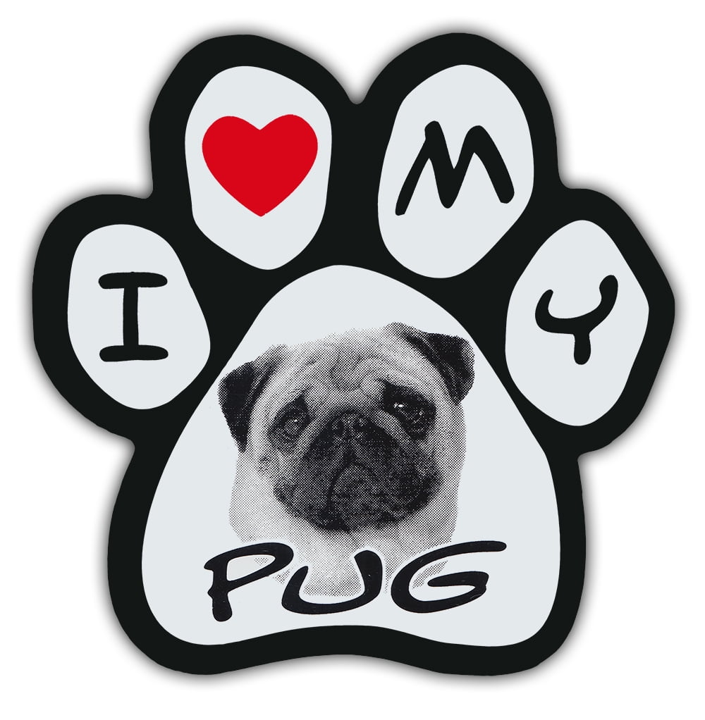 Picture Paws | Dog Paw Shaped Magnets: I Love My Pug | Car Magnet ...
