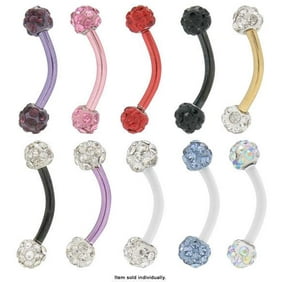 Curved Barbell Eyebrow Piercing Ring (18G, 9.5mm) with Spike Beads ...