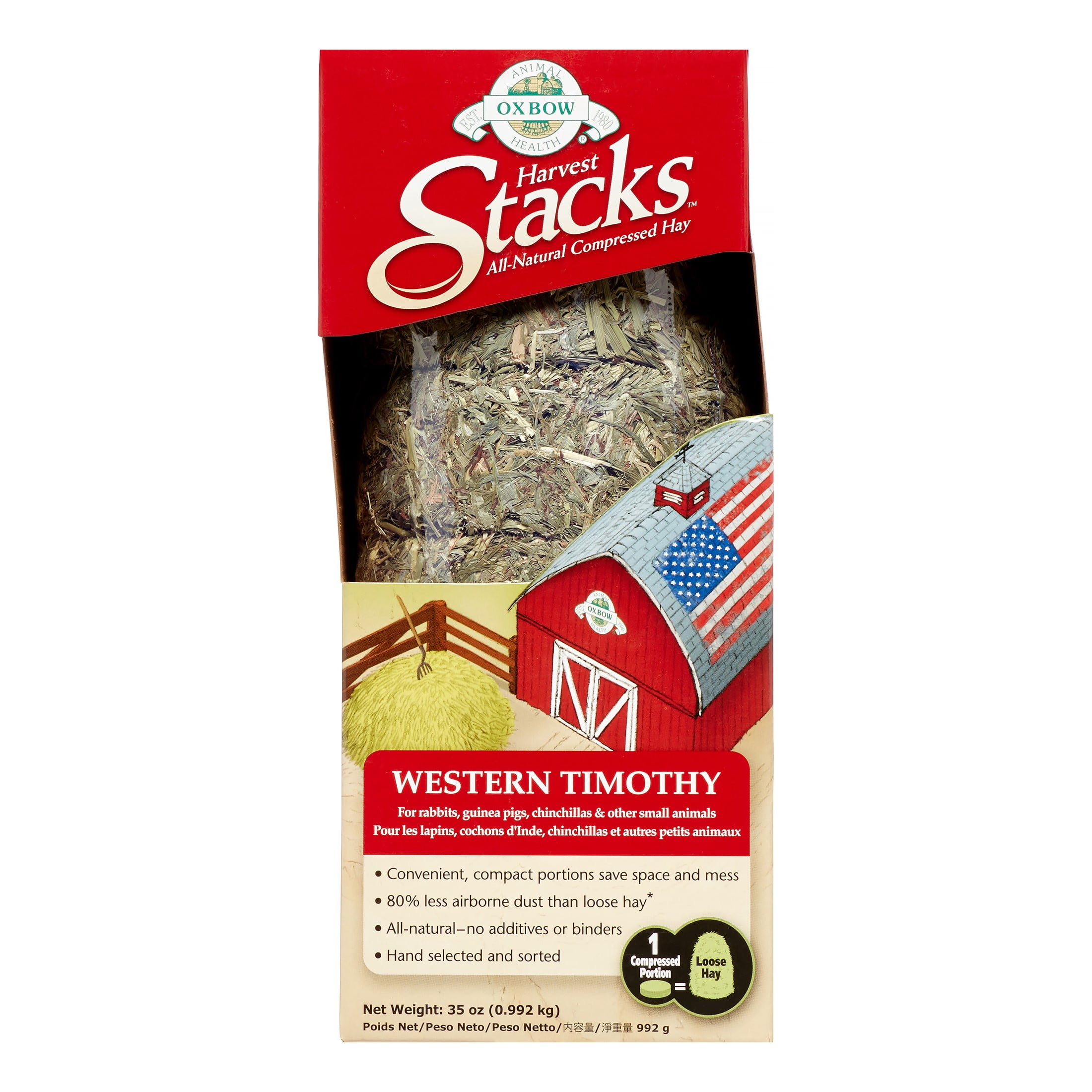 Oxbow Harvest Stacks Western Timothy Dry Small Animal Food, 35 oz ...